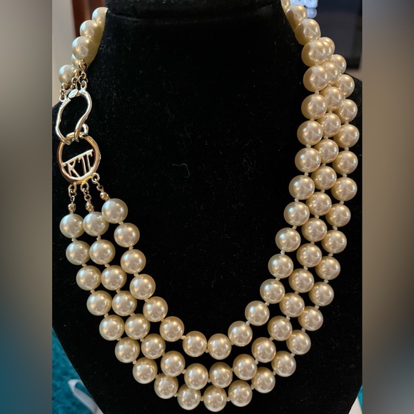 Kenneth Jay Lane | Jewelry | Kenneth Jay Lane Pearls Kjl Triple Strand Faux Golden Pearl ...